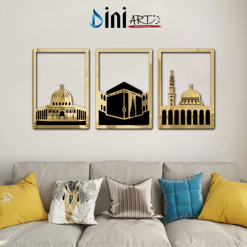 Kaaba, Masjid Al Aqsa, Masjid An Nabawi Acrylic Calligraphy BD